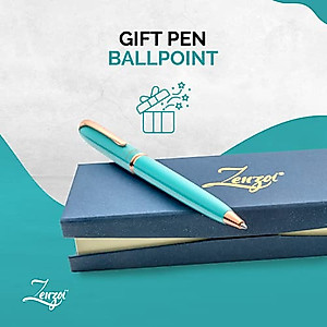ZenZoi Turquoise Luxury Ballpoint Pen – Fancy Pen for Women W/Rose Gold Trim, Nice Gift Box & Schmidt Ball Point Ink Refills. Retractable, Executive Writing Pens For Journaling, Note Taking, Office