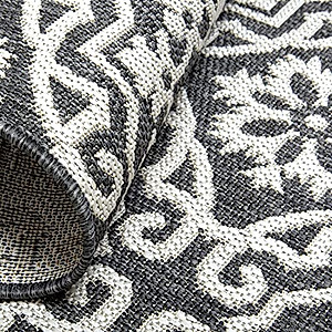 Nicole Miller New York Patio Country Danica Transitional Geometric Indoor/Outdoor Area Rug, Black/Grey, 1'9"x2'11"