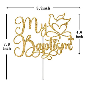 My Baptism Cake Topper, First Holy Communion, On Your Confirmation, Bridal Shower/Wedding/Baptism/Christening Baby Shower Party Decorations, Gold Glitter