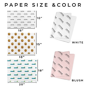 COACO Personalized Tissue Paper, Your Custom Design, Logo, or Text, Great for Holiday or Special Occasion, Small Business Packaging or Gift Wrapping, Gift Bags, 30, 50, or 100 Count, Blush (18"x10")