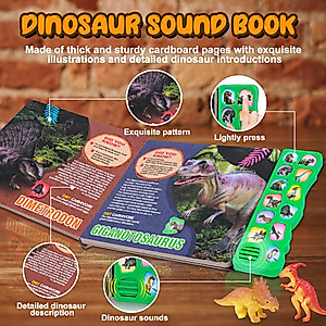 IVOXEX Dinosaur Toys,Dinosaur Sound Book with Pack of 12 Toy Figures,Realistic Roars,Interactive Perfect for Kids Dinosaurs Educational Toys for 3 4 5 6Year Old Boys&Girls
