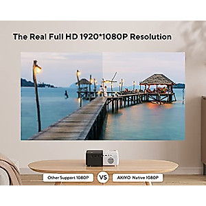 Native 1080P WiFi Projector, AKIYO 300'' Max Phone Projector Support iOS & Android, Portable Mini Movie Projector for Home and Outdoor, Support HDMI, USB, TV Stick, DVD, PS5, Carrying Case Included