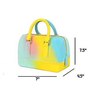 Rainbow Jelly Bag Mini Satchel Crossbody Women Purse Handbags by Soulfina (Multi-M)
