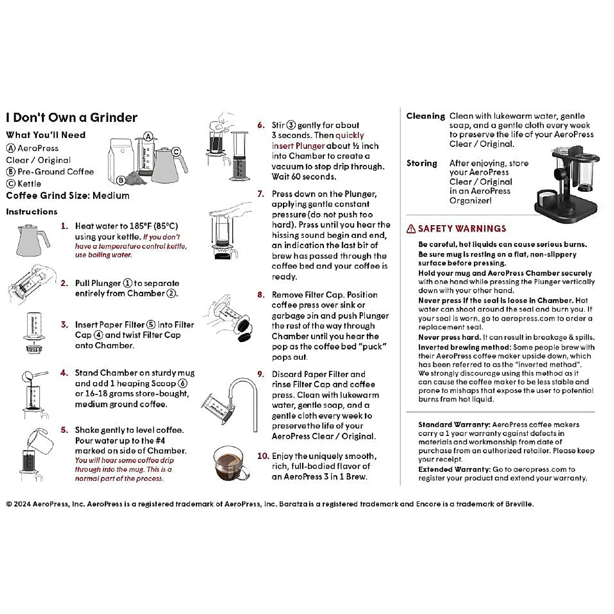Aeropress Original Coffee and Espresso Maker, Barista Level Portable Coffee Maker with Chamber, Plunger, and Filters, Quick Coffee and Espresso Maker, Made in USA