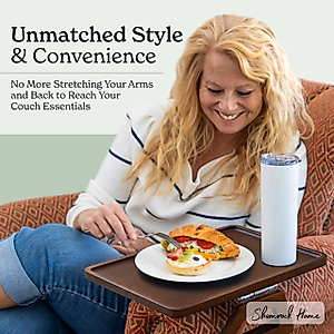 Shamrock Home Bamboo Trayble Couch Arm Table, Clip On Tray Sofa Table for Couches. Sofa Arm Tray for TV Dinners, Remotes, Drinks, Snacks and Small Spaces - 15.75 x 11inch, Brown