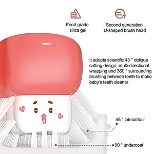 XUANQI 4Pcs U Shaped Kids Toothbrushes Age 2-6 & 6-12 Toddler U Shaped Toothbrush 360 Kids Full Mouth Toothbrush Large Head Toothbrush, Blue + Green + Pink + Yellow (XUANQI-f546457)