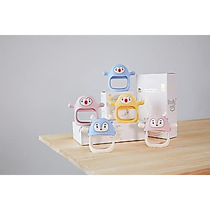 Smily Mia Penguin Buddy Never Drop Silicone Teething Toys for Babies 0-6month,Infant Hand Teether Pacifiers for 0-6Months Breastfeeding Babies, Easter Baby Basket Stuffers for 3-6Months,Light Blue