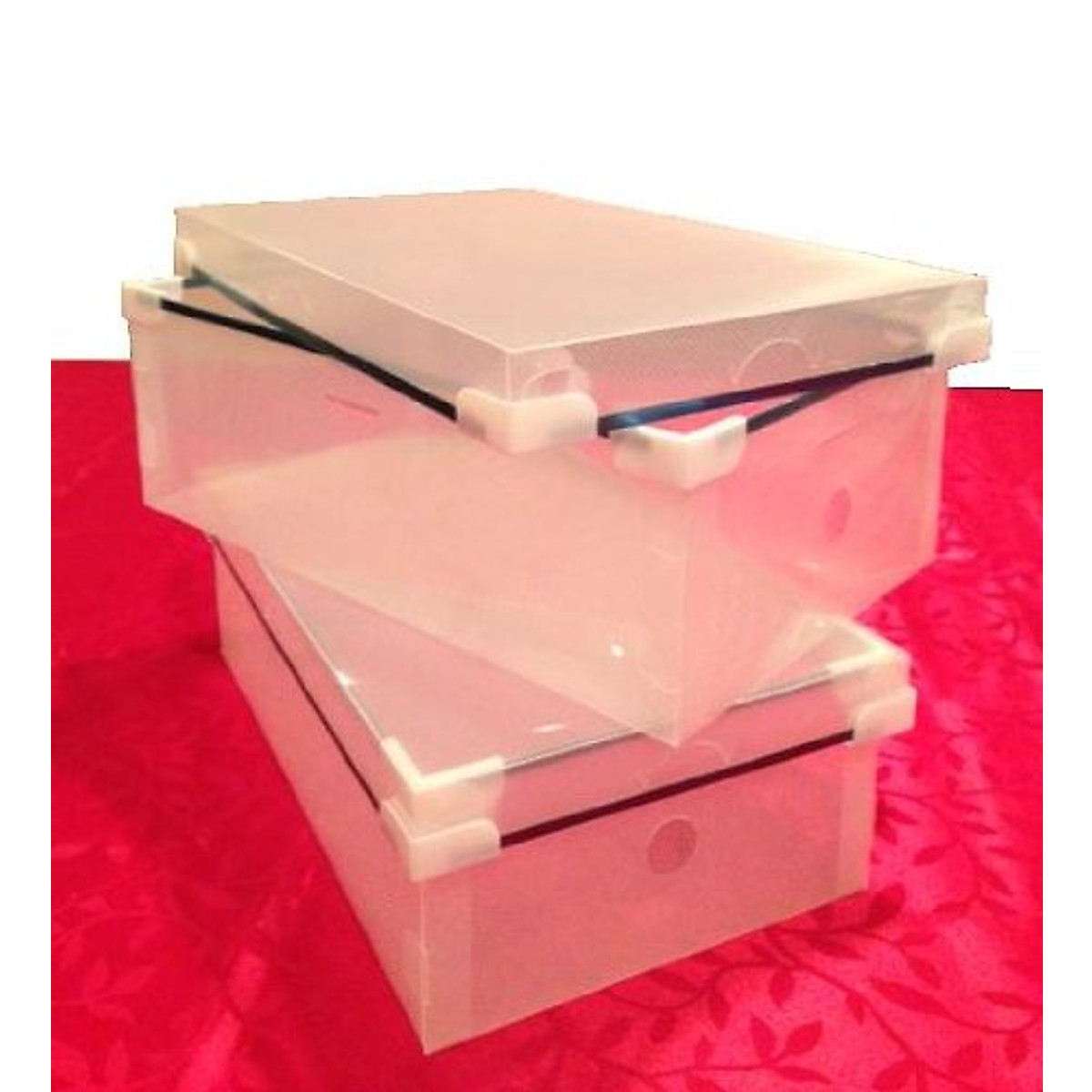 Epetbed 20 Pack Plastic Shoe Size Storage Top Lid Boxes Container for Closet Organizer