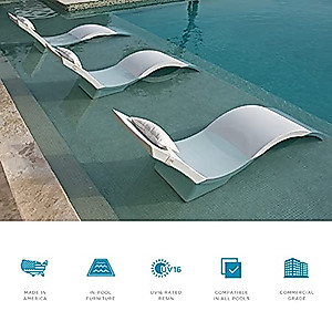 Ledge Lounger - Signature Chaise Deep - Inside Pool & Sun Shelf Lounge Chair - Designed for Deep Shelves 10”-15” - Compatible with All Pool Types - Poolside & Sun Deck Tanning - Set of 2 - White