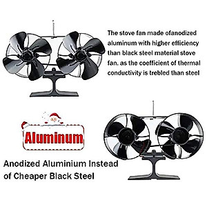 YJYGR Heat Powered Stove Fan Quiet Fireplace Eco Fan Heating Distribution No Electricity Or Battery 8 Blades Connectors