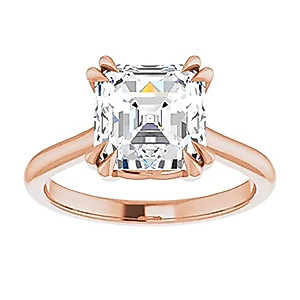 925 Silver, 10K/14K/18K Solid Gold Moissanite Engagement Ring, 2.0 CT Asscher Cut Handmade Solitaire Ring, Diamond Wedding Ring for Women/Her Anniversary Propose Gift, VVS1 Colorless