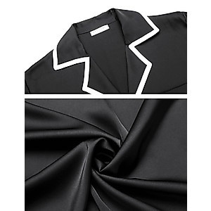 Ekouaer Silk Pajamas for Women Satin Sleepwear Short Sleeve Sleep Shirt with Shorts Soft Loungewear Pjs Set (Black,L)