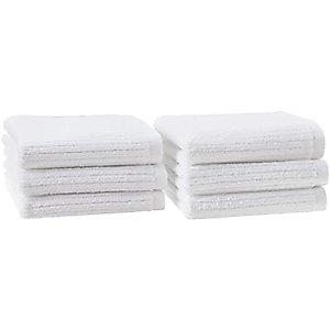 Amazon Aware 100% Organic Cotton Ribbed Bath Towels - Washcloths, 6-Pack, White
