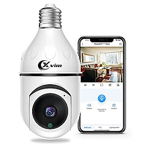 XVIM 2.4GHz WiFi Light Bulb Camera, 3MP Light Bulb Security Camera, Pan/Tilt Wireless Camera Indoor with Night Vision, Human Detection & Live Alerts, 2-Way Audio
