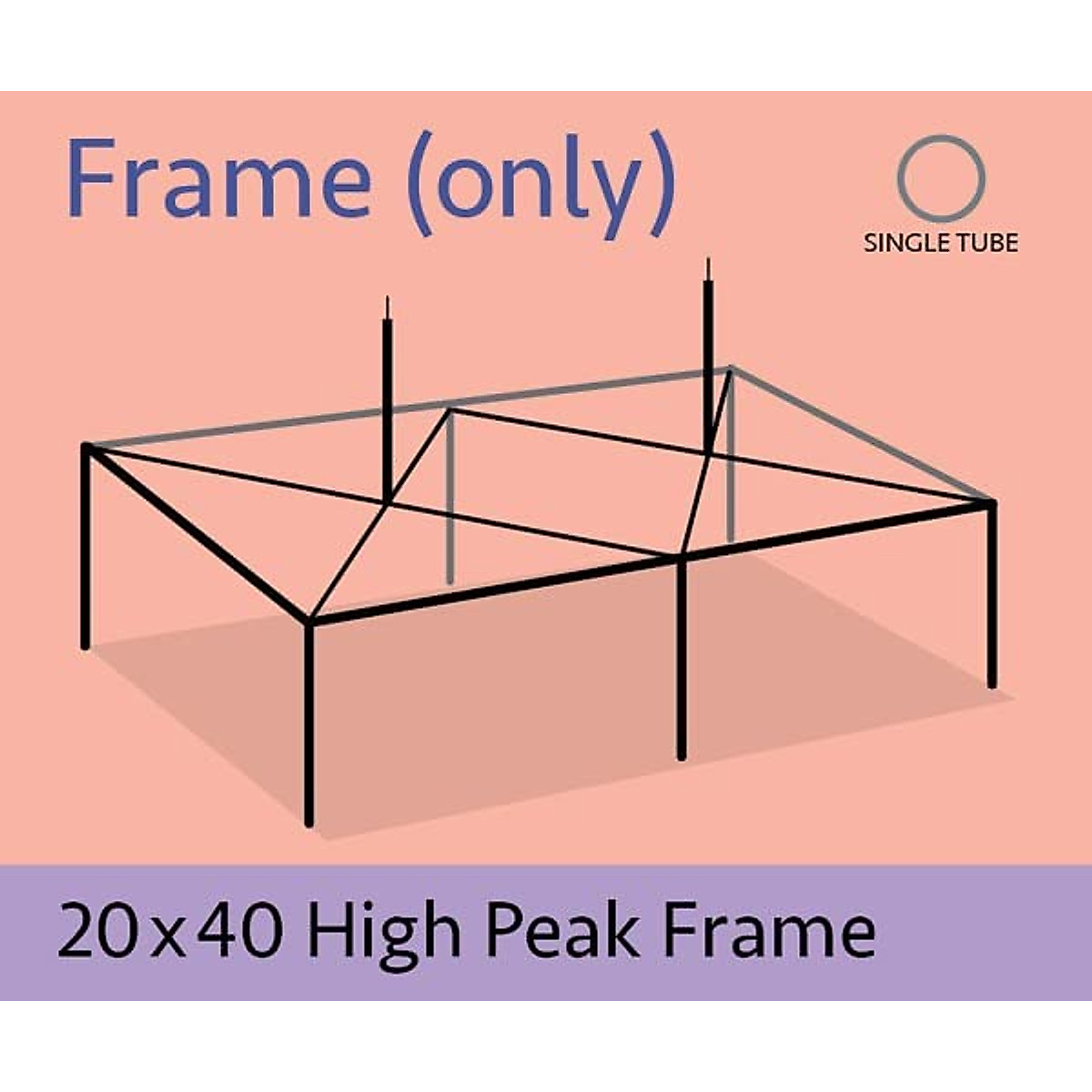 20' x 40' High Peak Canopy Tent Frame Only | for Parties, Vendors, Weddings, and Events | Commercial and Residential Use (Tent Top Not Included)