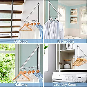 DarMeyFull Wall Mounted Drying Racks for Laundry, Solid Aluminum Clothes Drying Rack Folding Indoor Laundry Room Organization,Laundry Hanger Dryer Rack (1 Racks, Silver)