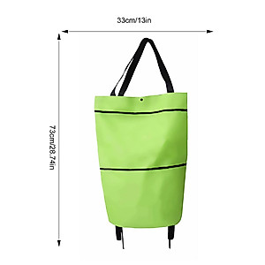 Foldable Shopping Cart, Portable Rolling Tote Shopping Bag with Wheels, Hand Pulling Utility Collapsible Grocery Bag for Picnic Trips to Buy Vegetables