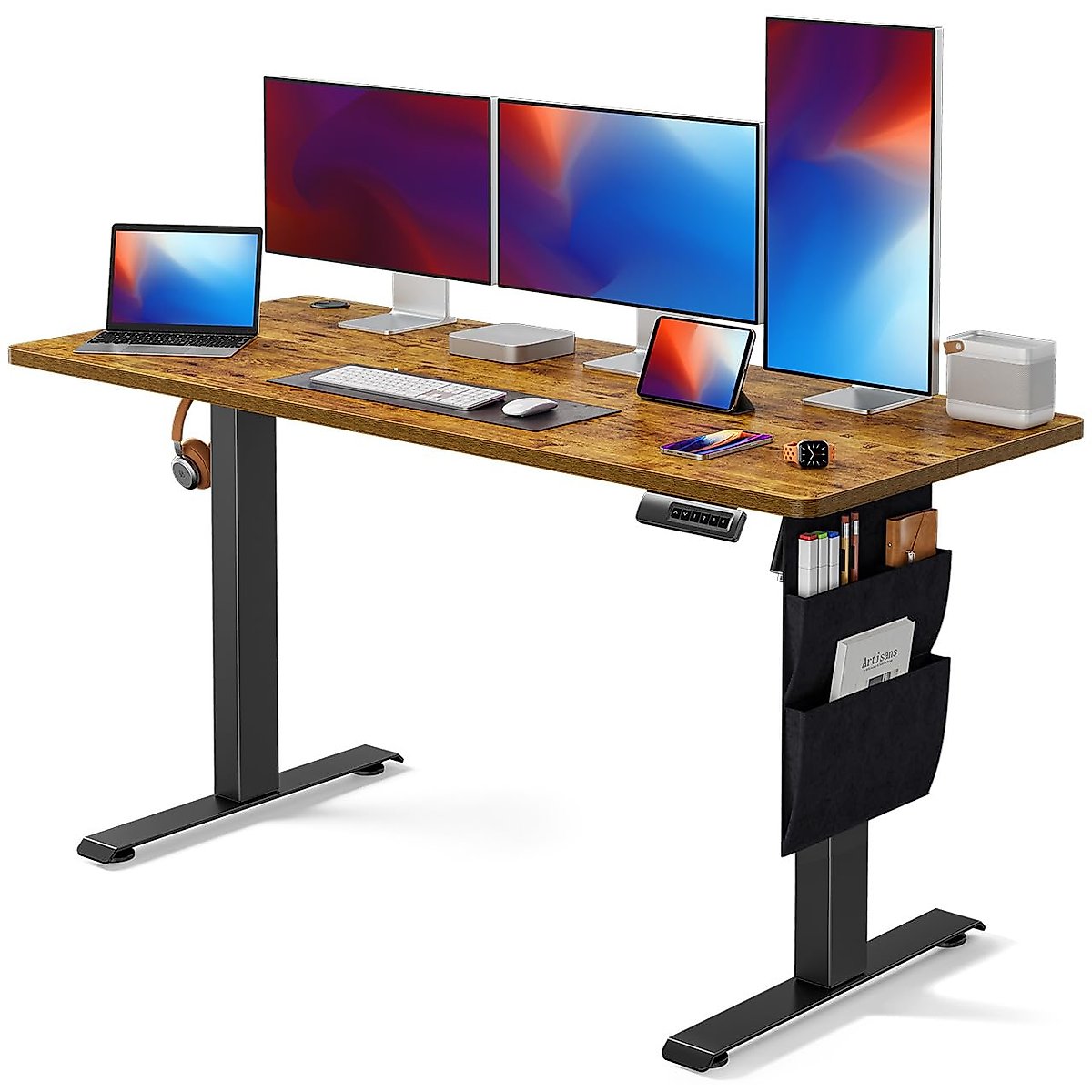 Marsail Standing Desk Adjustable Height,‎55x24 Inch Electric Standing Desk, Stand up Desk with Storage Bag,Headphone Hook for Computer Workstations Desk Memory Preset
