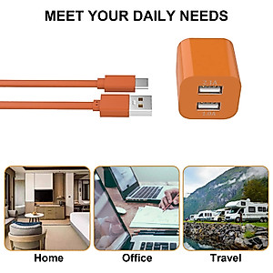 Xivip Replacement Charge 4 Charging Cord Charger Adapter Compatible with JBL Charge 4, JBL Charge 5, JBL Flip 4, JBL Flip 5, JBL Pulse 4, JR POP, Endurance Peak Wireless Speakers, Orange, 3.3ft