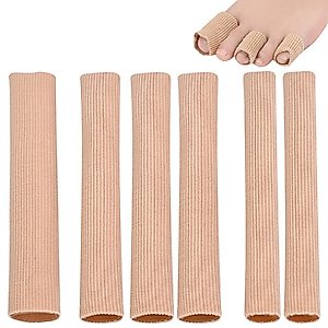 6 Pack Toe Tubes, Toe Cushion Tube, Toe Tubes Sleeves for Relief Toe Pressure, Soft Gel Corn Pad Protector, Cuttable Toe Tubes Sleeves for Toes, Fingers, Corns, Calluses (6)
