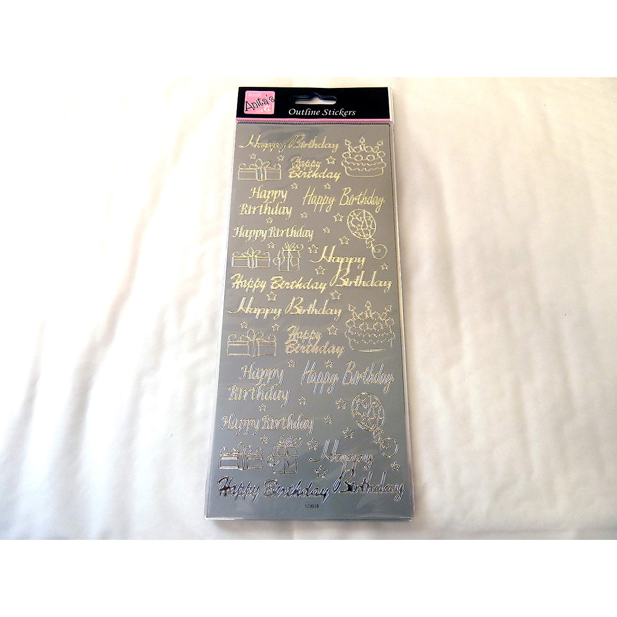 Shiny Silver Foil Happy Birthday Labels Stickers for Craft, Cards & Decoration