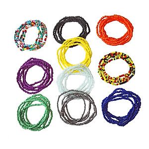 Sinkcangwu Pack of 10pcs Waist Beads for Women Girl and Boys, Elastic Belly Waist Beads Body Chain Jewelry, Colored Waist Beads Kit Chain for the Belly'' }