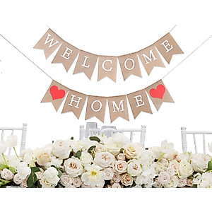 Welcome Home Burlap Banner - Personalized Welcome Home Banner, Homecoming Party Banner,Welcome New Home,Housewarming Party Decoration (Welcome Home Banner)