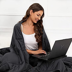 PRETTY NIGHT Weighted Blanket 12lbs Queen Size Dark Grey 60"x80" Weighted Blankets for Adults Heavy Blanket are Comfortable and Cozy