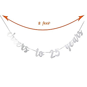 StarsGarden Cheers to 25 Years Banner – It's My Funny Fabulous 25 Banner -25th Birthday Banner Decorations - Finally 25 Milestone Happy Birthday Decorations(Silver 25) (SG-22NP458)