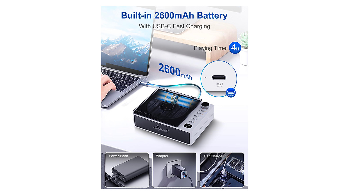 Leapwell Portable CD Player with Bluetooth & Rechargeable Battery