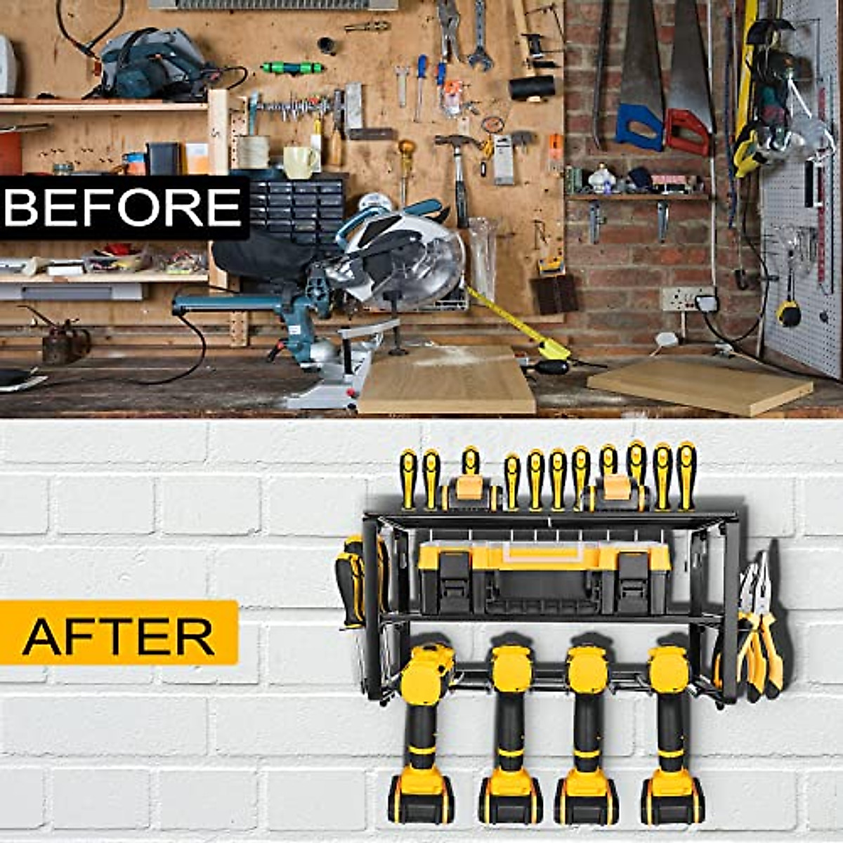 XYNB Power Tool Organizer, Drill Storage Rack Power Tool Organizer Wall Mount Drill Holder Wall Mount Drill Rack Removable Design