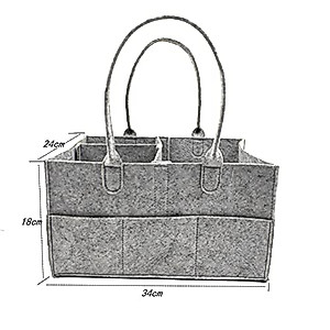 WSLCN Diaper Caddy Organizer Nursery Storage Wipes Bag Nappy Organizer Container Foldable Portable Car Travel Organizer for Changing Nappy Storage Basket Grey 34 * 24 * 18cm