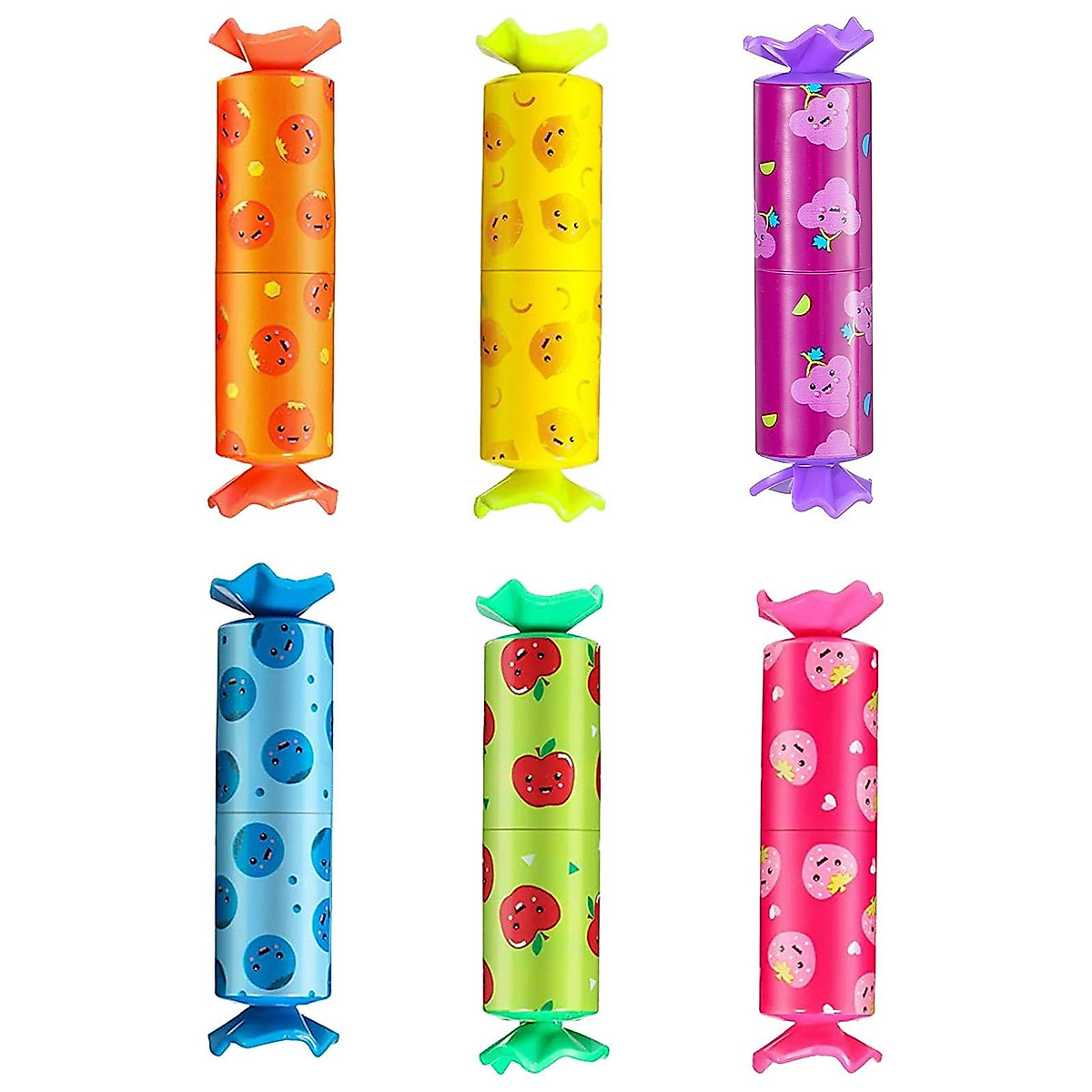 Candy Shape Highlighter, 6pcs Cute Candy Highlighters, Enhanced Notetaking Marker Pen, Size Light Weight Candy Highlighter Pens with Delightful Fruit Patterns For Kids Drawing and Greeting Card