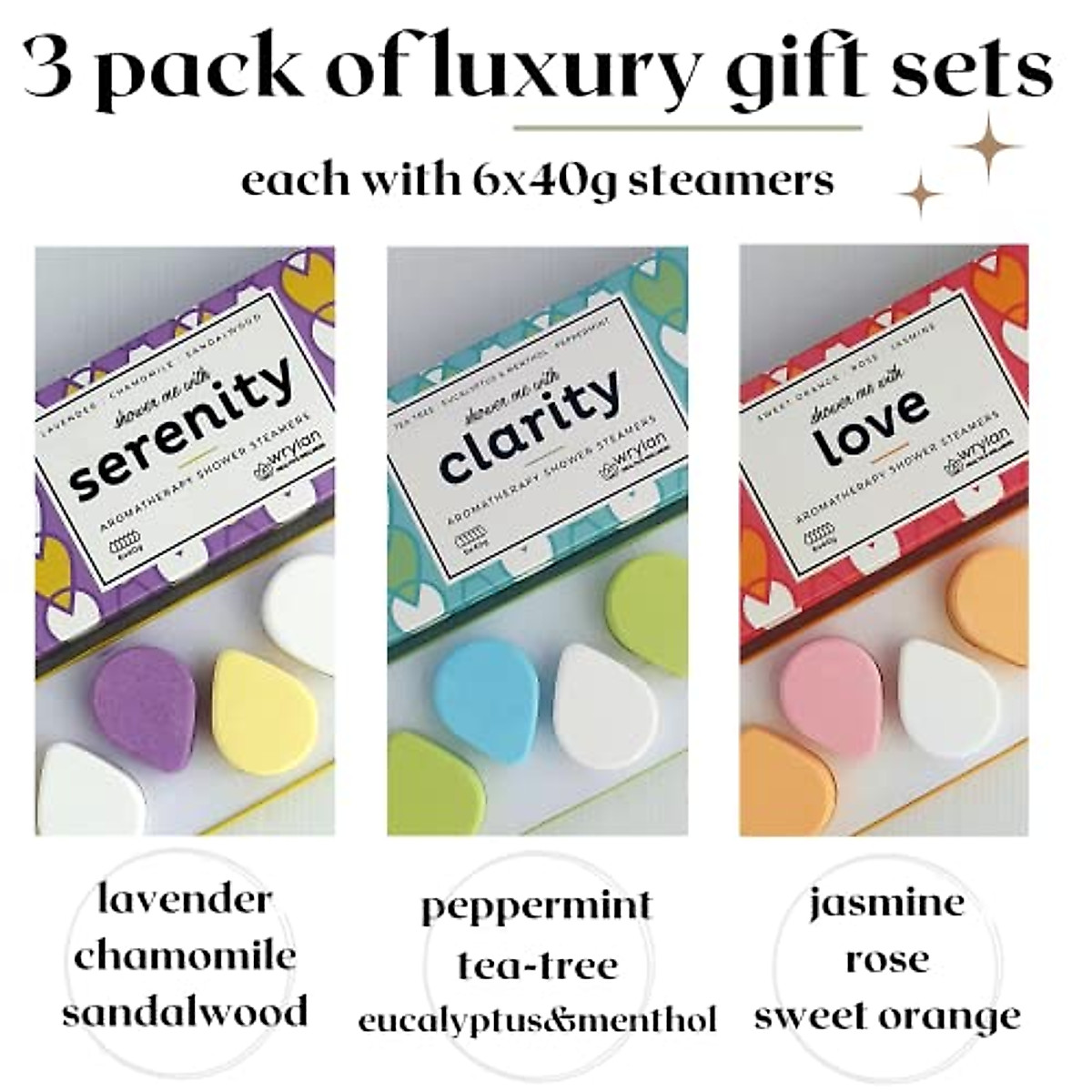 Bundle - 3 Sets of 6 Scented Shower Steamers with Holder - Aromatherapy Bombs - Mother's Day Gift Set -Selfcare for Women, Mom, Girlfriend, Best Friend Who Has Everything