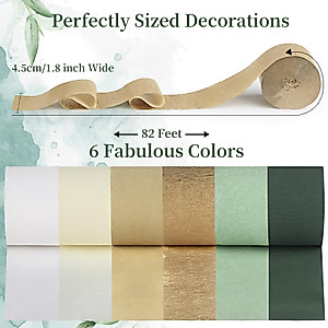 6 Crepe Paper Streamers Rolls, Olive Green Khaki Crepe Paper Streamers for Wedding Decorations, Birthday Decorations, Bridal/Baby Shower Decorations, Party Streamers (1.8 Inch x 82 Ft/Roll)