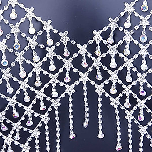 CanB Rhinestone Sexy Bra Chian Sparkly Crystal Tassel Underwear Body Chains Summer Beach Bikini Nightclub Chain Body Accessories Jewwlry for Women and Girls(Style-3) (A)