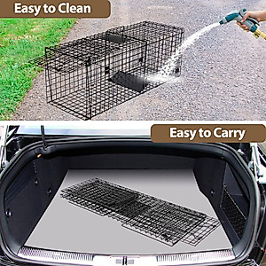 Toriexon Large Live Catch Animal Traps Black 51.2 x 19.7 x 17.7 inch, Easy to Set and Release Live Animal Trap, Collapsible Large Animal Catcher Cage for Large Dogs, Foxes