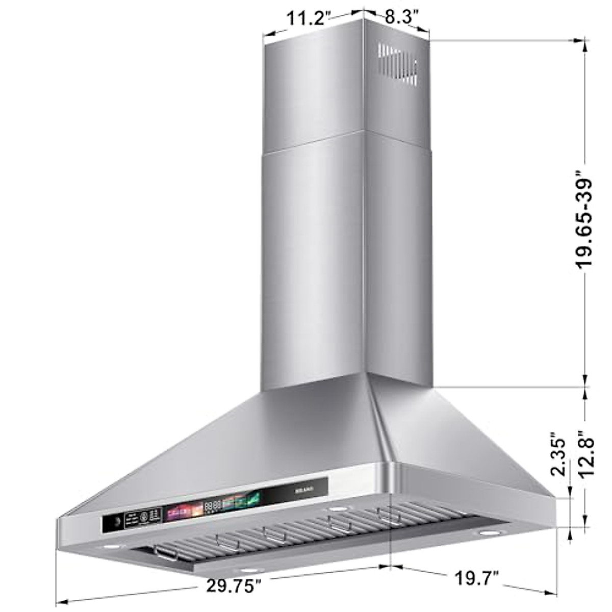 BRANO 30 Inch Wall Mount Range Hood with Voice/Gesture/Touch Control, 900 CFM Stainless Steel Kitchen Hood Vent with 4 Speed Exhaust Fan, 4 Adjustable Lights, Memory Mode, Ducted/Ductless Convertible