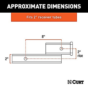 CURT 45797 Trailer Hitch Adapter, 2-Inch Receiver, 2-in Drop or Rise, 7,500 lbs