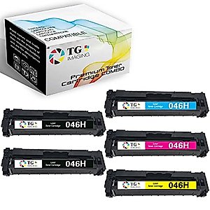 TG Imaging 5-Pack 2B/C/Y/M Replacement for Canon 046H Toner Cartridge CRG-046H GRG046 High Yield Color ImageCLASS MF731Cdw MF735Cdw LBP654Cdw MF733Cdw Toner Printer