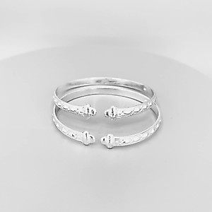 Better Jewelry Solid .925 Sterling Silver Flat West Indian Bangles with Acorn Ends, 1 pair (Made in the USA)