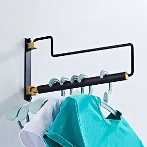 Hiendure Folding Clothes Hanger Drying Rack Black Wall-Mounted Clothes Organizer for Laundry Room Closet Storage