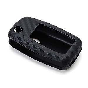 iJDMTOY Carbon Fiber Pattern Soft Silicone Key Fob Cover Case Compatible with Volkswagen Golf GTI R32 Jetta Rabbit Passat Beetle Polo Bora CC EOS Flip Key