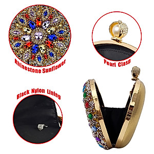 Multicolor Rhinestone Women Evening Clutch Purse Bridal Sparkly Diamond Bag Crystal Handbags Prom Wedding Cocktail Purse(Gold)