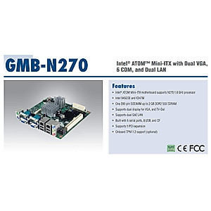 (DMC Taiwan) Intel Atom Mini-ITX with Dual VGA, 6 COM, and Dual LAN Ports
