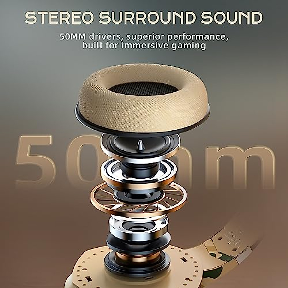 YINSAN Gaming Headset for Xbox One, PS4 Headset with Mic, Stereo Surround Sound, Noise Cancelling Microphone & One-Key Mute, Cool Camo Gaming Headphones for Nintendo Switch PS5 PC