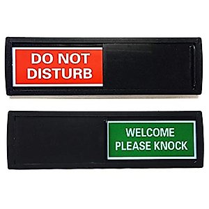 Black Do Not Disturb Sign | SHUTTER CHANGES WHEN YOU PUSH IT | For Home, Offices,Hotels, Hospitals (Don't Disturb, Welcome Signs) Also includes double sided tape mounting.