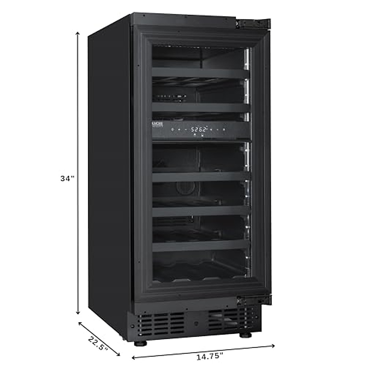 KoolMore KM-CW28DZ-BPR Reserve 15 in. Under-Counter Panel Ready Dual Zone Built-in Wine Cooler with Black Shelves and 23 Bottle Capacity
