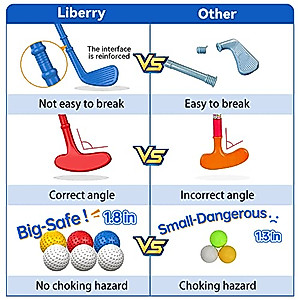 Liberry Toddler Golf Set, Upgraded Kids Golf Cart with Unique Shoulder Strap Design, Indoor and Outdoor Golf Toys for Boys and Girls Aged 1-5 Years Old