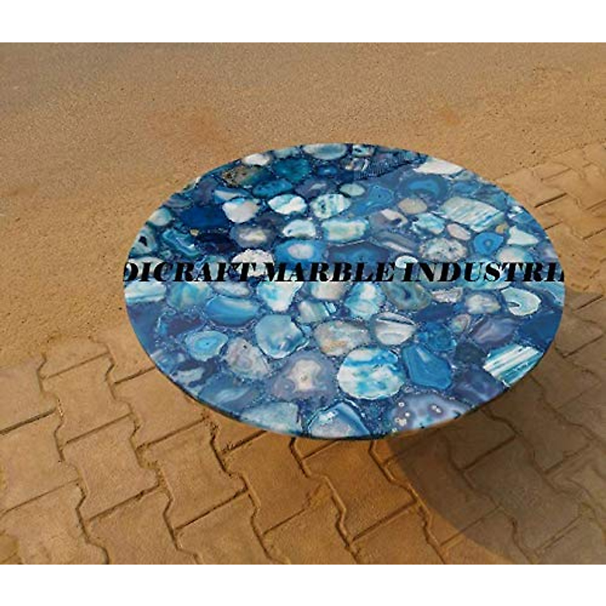 39" Inch Blue Agate Round Coffee Table, Agate Dinning Table, Stone Coffee Table, Agate Table Top, Agate Coffee Table, Agate Side Table Home Decor